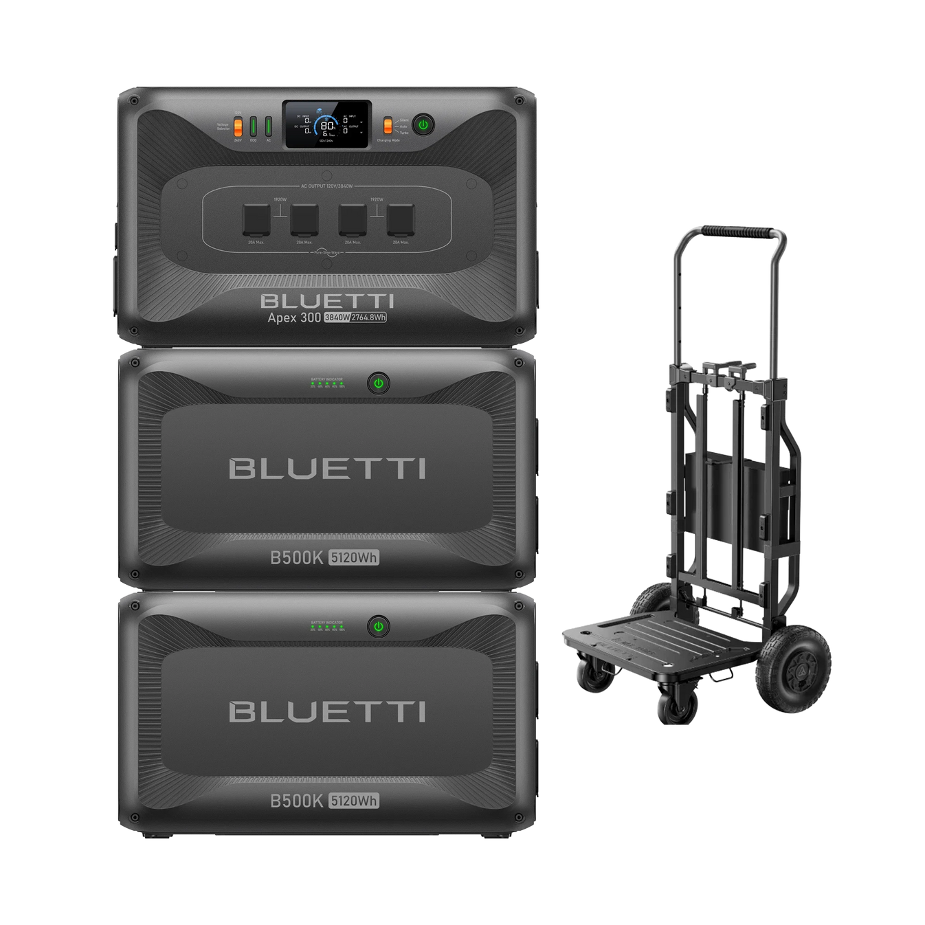 Bluetti Apex 300 + 2 x B500K Expansion Batteries + Foladable Trolley 2